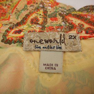 ONE WORLD | Tops | One World Womens Plus 2x Vneck Blouse Lace Trim Top ...